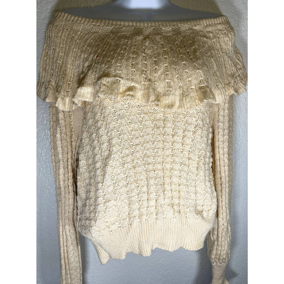 Anna Cai | Sweaters | Anna Cai Off The Shoulder Cream Sweaterm | Poshmark